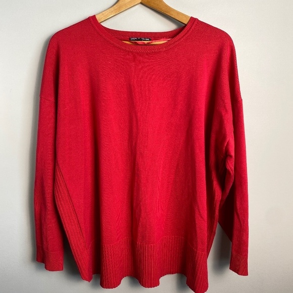 Cable & Gauge | Sweaters | Cable Gauge Womens Red Fine Knit Sweater ...